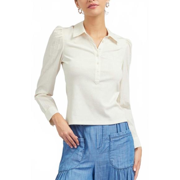 Current Air | Tops | New Current Air Collared Knit Top In Off White ...